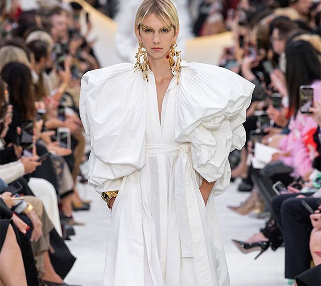 Valentino Poplin Puff-Sleeve Dress from the Le Blanc capsule collection ...